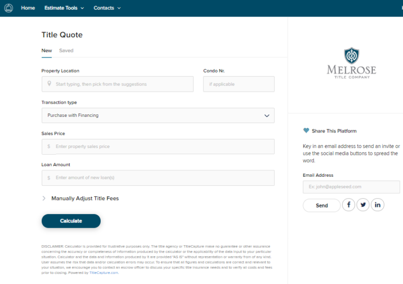 Title Quote App - Melrose Title Company